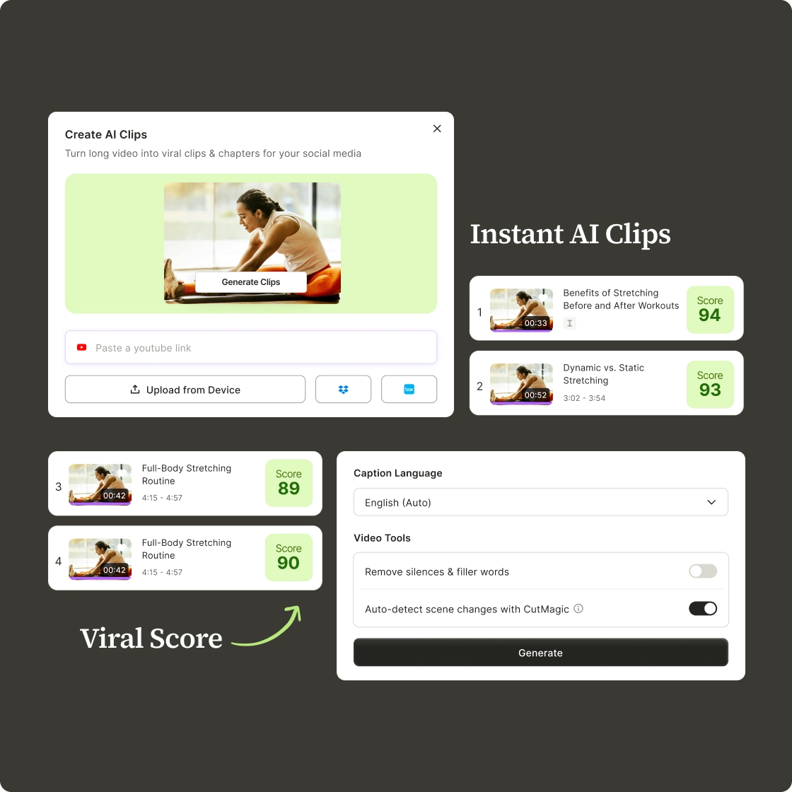 AI Clips Generator | Create Viral Clips with quso.ai
